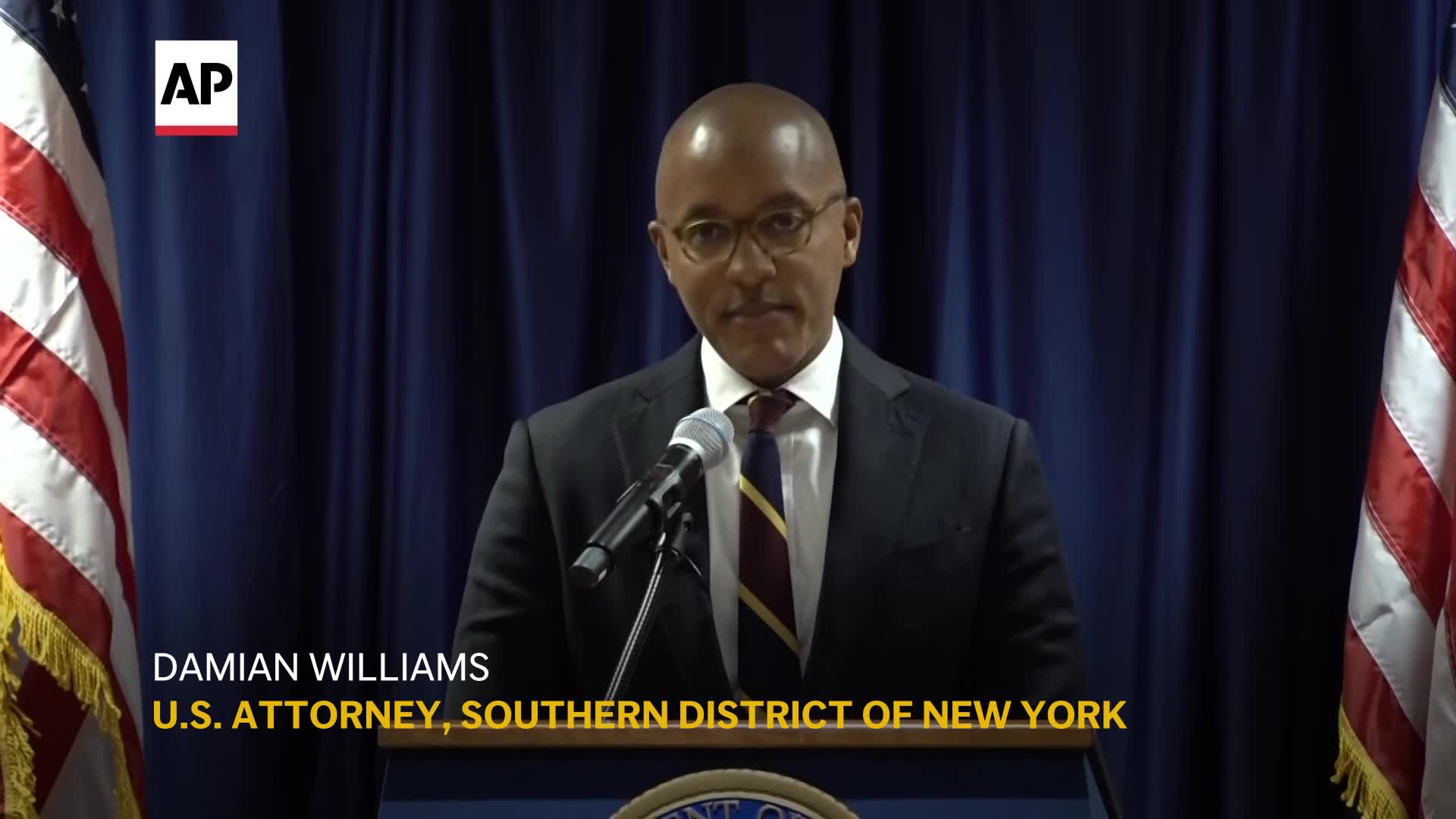 U.S. Attorney Damian Williams speaks at a news conference after Sean ...